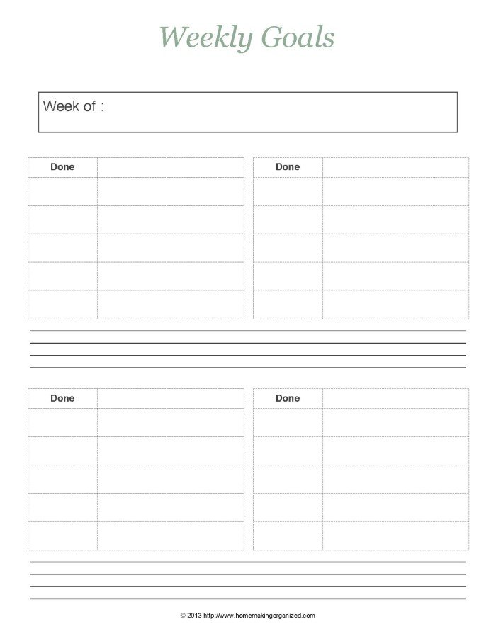 Weekly Goals {Free Printable} - Homemaking Organized